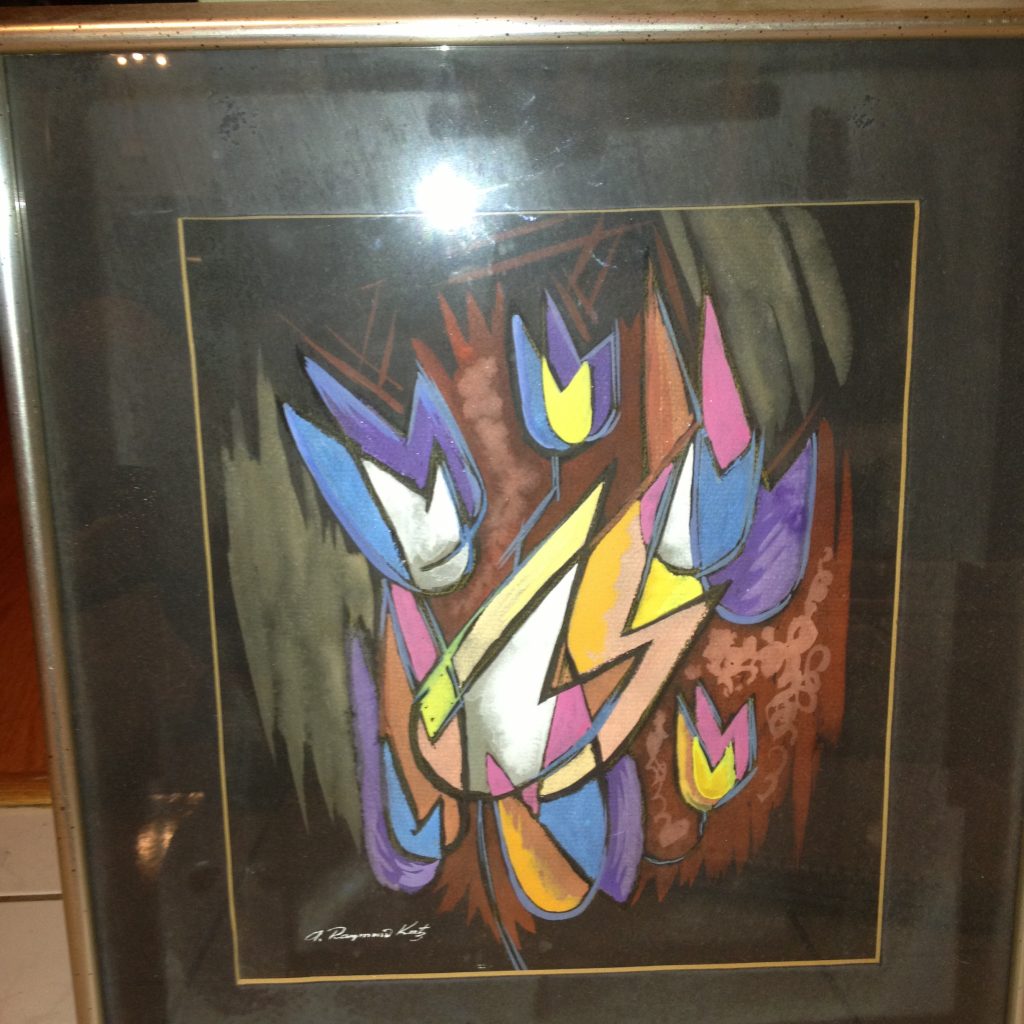 Alexander Raymond Katz Floral Abstraction Gouache WPA Era Jewish Art