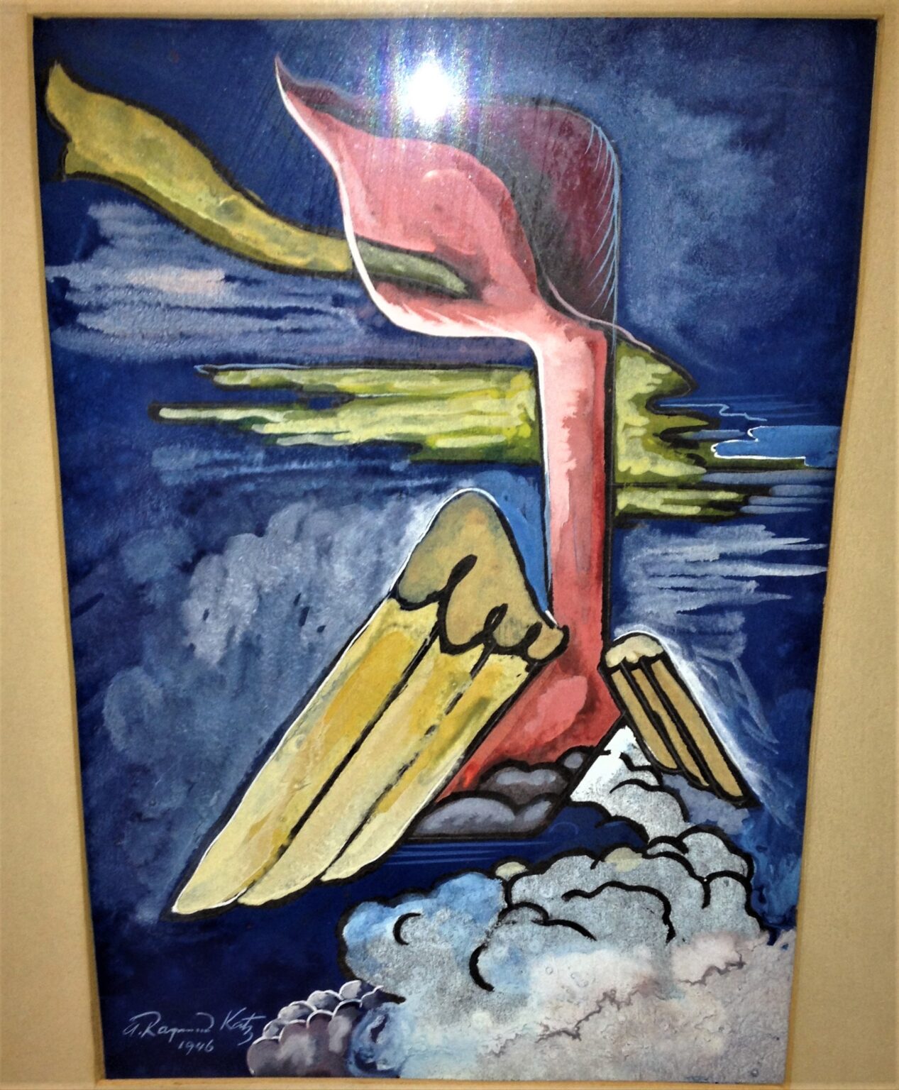 Alexander Raymond Katz Allegorical Gimmel Jewish Modernist Gouache