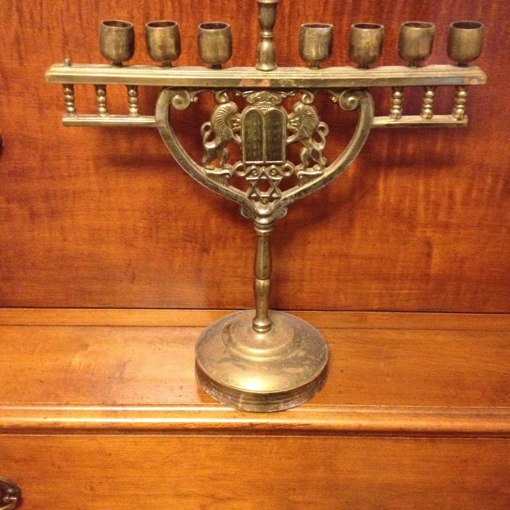 Rare 1930s American Art Deco Style Menorah Brass Lions Judaica