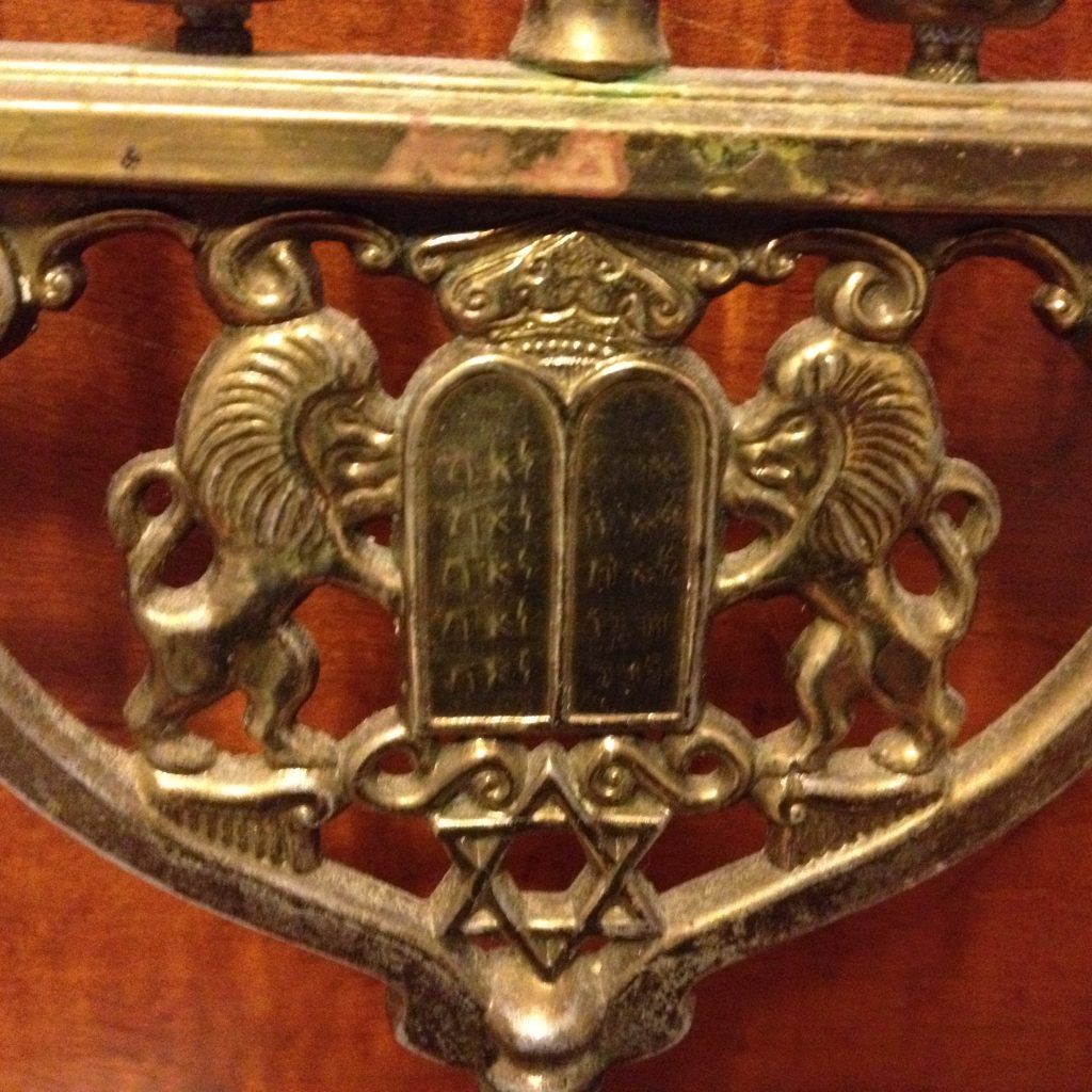 Rare 1930s American Art Deco Style Menorah Brass Lions Judaica