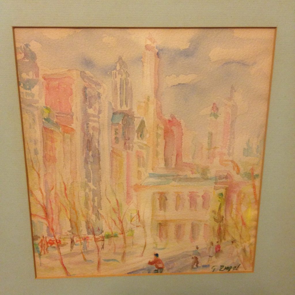 George Engel WPA Art Deco Watercolor Michigan Avenue 1920s/ 1930s